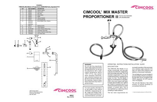 CIMCOOL MIX MASTER PROPORTIONER II