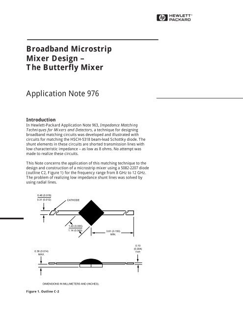 Broadband Microstrip Mixer Design – The Butterfly Mixer Application ...