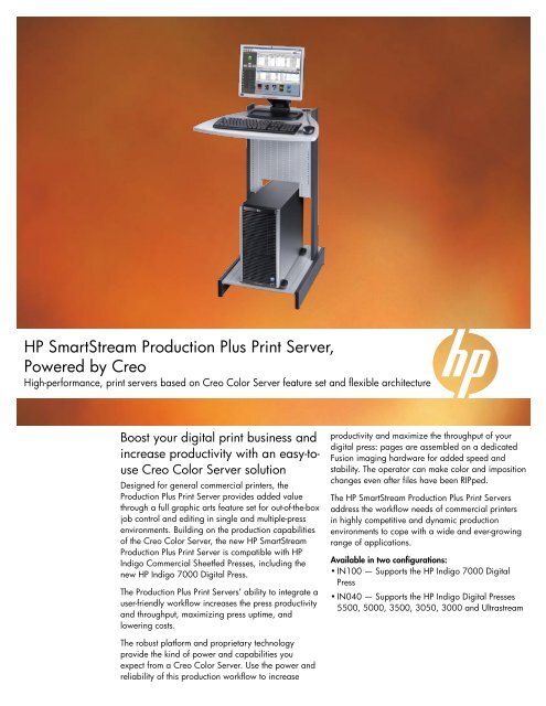 HP SmartStream Production Plus Print Server, Powered by Creo