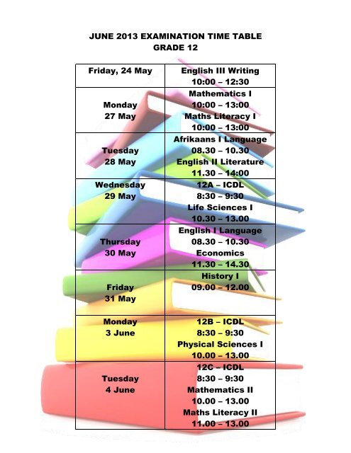 Grade 12 Timetable