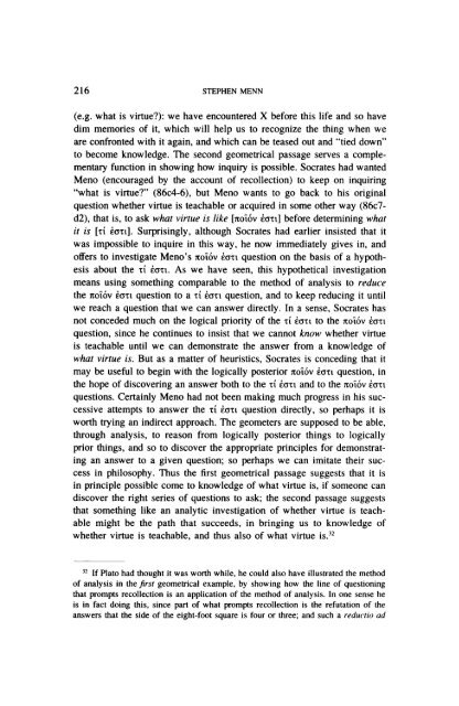 PLATO AND THE METHOD OF A