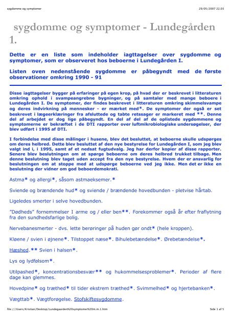 sygdomme og symptomer - Lundegården 1. - LissSivertsen.dk
