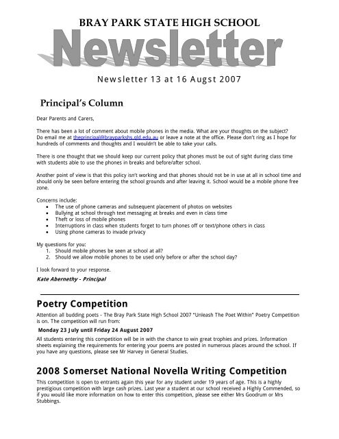 16/08/07 - Bray Park State High School