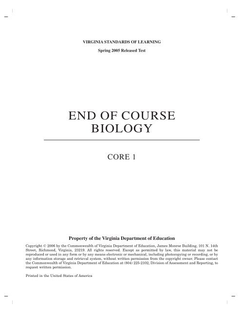 END OF COURSE BIOLOGY - Nexuslearning.net