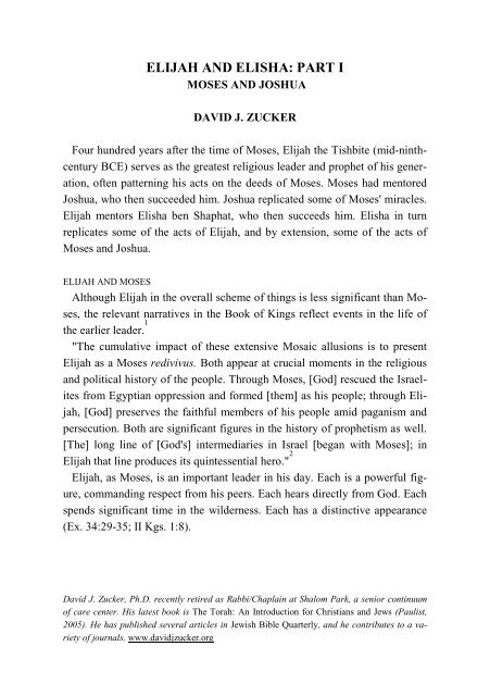 Elijah and Elisha: Part 1 - Jewish Bible Quarterly