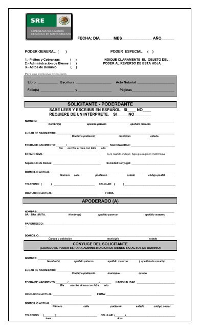 SOLICITUD DE PODER NOTARIAL