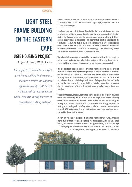 Ugie Housing Project - Southern African Institute of Steel Construction