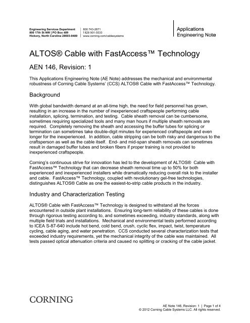 ALTOS® Cable with FastAccess™ Technology
