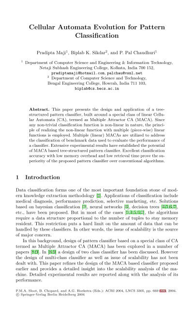 Cellular Automata Evolution For Pattern Classification