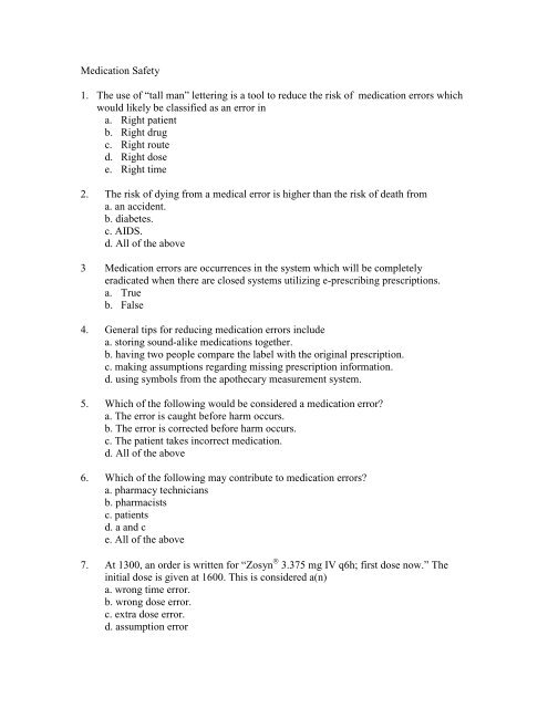 “tall man” lettering is a tool to reduce the risk of medication errors ...