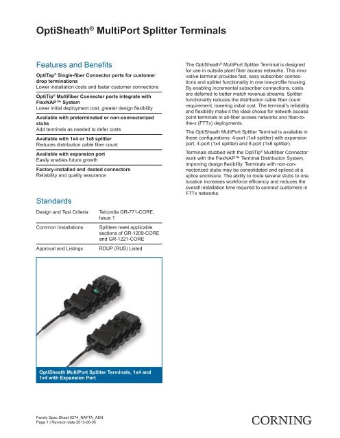 OptiSheath® MultiPort Splitter Terminals