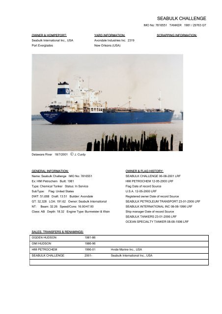 SEABULK CHALLENGE - Cargo Vessels International