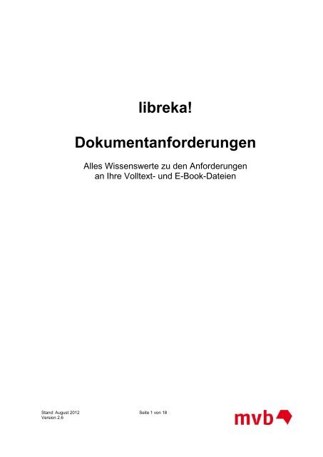libreka! - Dokumentanforderungen