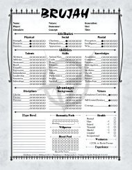 Werewolf: The Wild West 2 Page Sheet - MrGone's Character Sheets