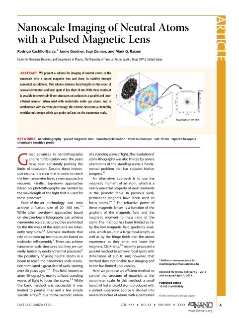 Nanoscale Imaging of Neutral Atoms with a Pulsed Magnetic Lens
