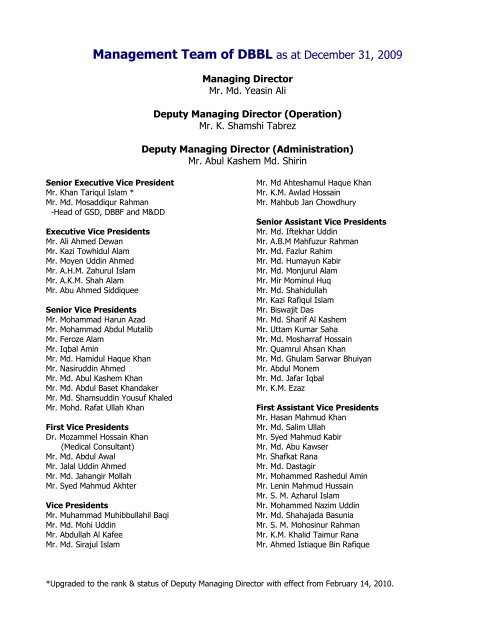 Management Team - Dutch-Bangla Bank Limited