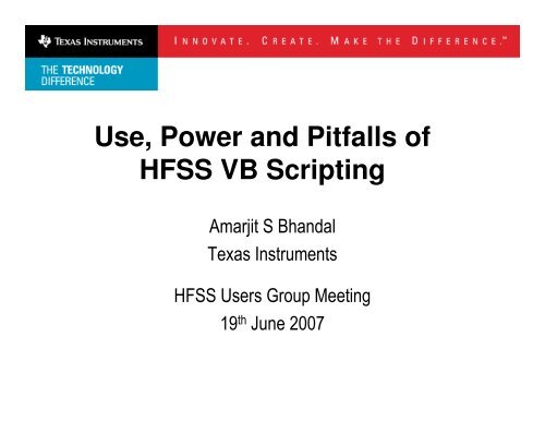 Use, Power and Pitfalls of HFSS VB Scripting