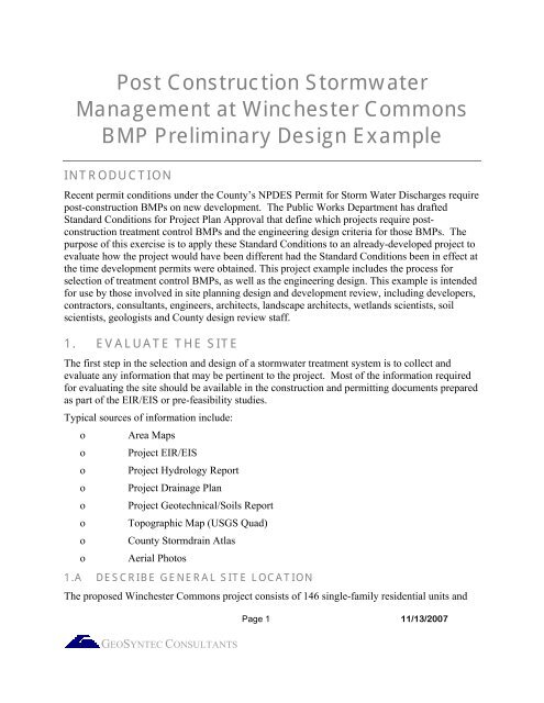Examples of treatment control measures for residential development