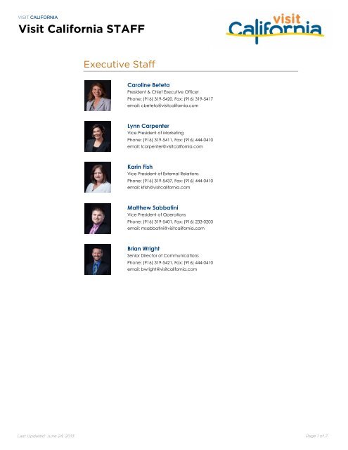 Visit California STAFF