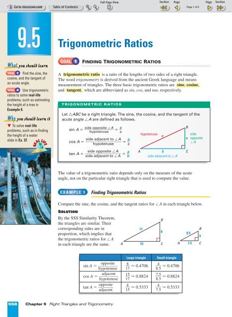 9-5 Trigonometric Ratios - Nexuslearning.net