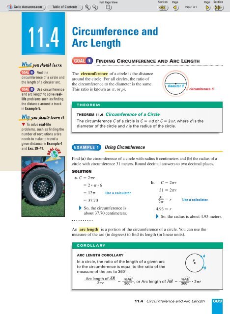 11.4 Circumference and Arc Length - Nexuslearning.net