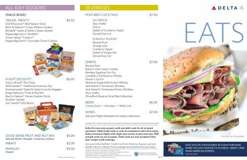 Delta's Eats Menu - Money and Map