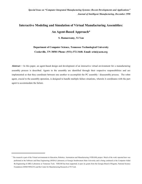 Interactive Modeling and Simulation of Virtual Manufacturing ...