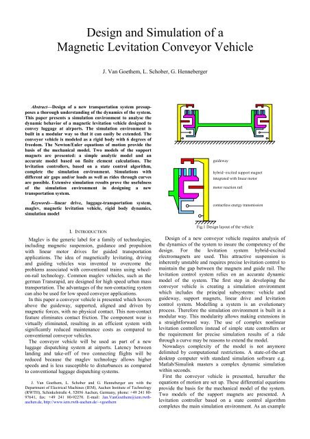 Design and Simulation of a Magnetic Levitation Conveyor Vehicle