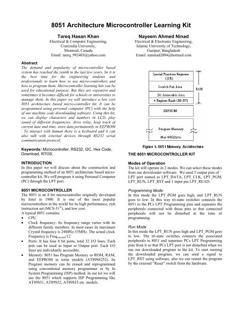 8051 Architecture Microcontroller Learning Kit - Homepage Usask