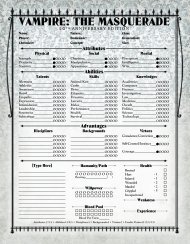 Vampire: The Masquerade 20th Aniversary Character Sheet