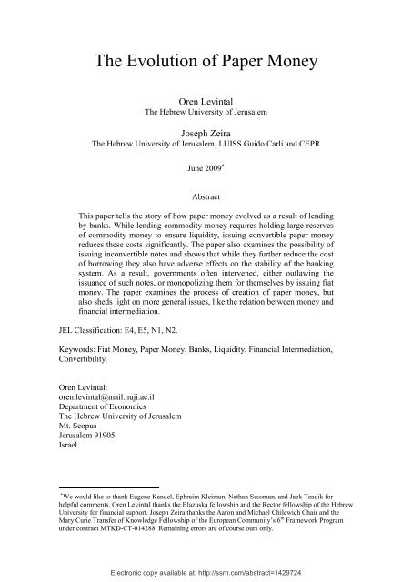 The Evolution of Paper Money