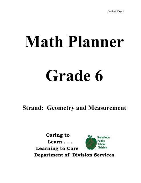 Grade 6 Geometry & Measurement Math Planners - Online Learning ...