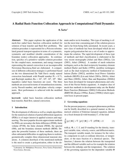 A Radial Basis Function Collocation Approach In Computational