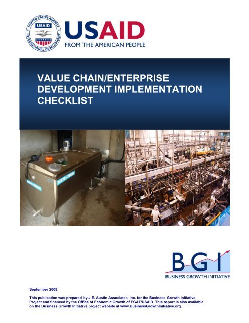 value chain/enterprise development implementation checklist
