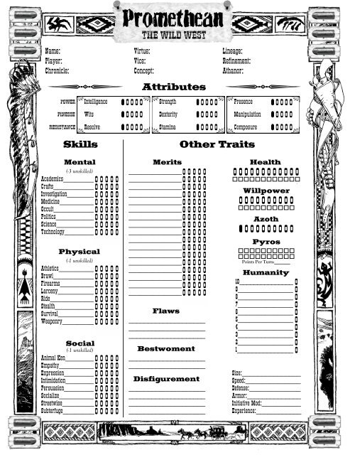 The Wild West 4 Page Sheet - MrGone's Character Sheets