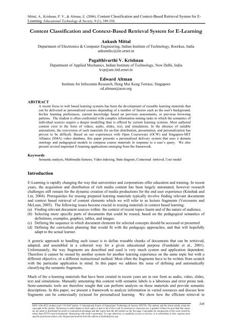 Content Classification And Context Based Retrieval System For E