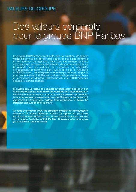 Des valeurs corporate pour le groupe BNP Paribas