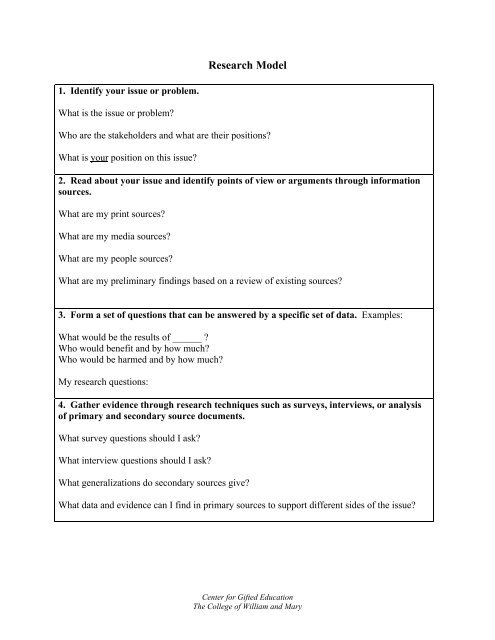 Research Model - College of William and Mary