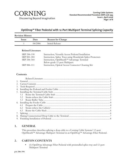 OptiDrop™ Fiber Pedestal with 12-Port Multiport Terminal Splicing ...