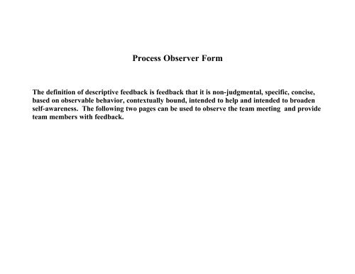 Process Observer Form