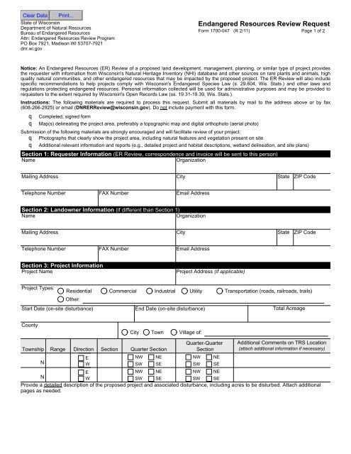 ER Review request form [PDF] - Wisconsin Department of Natural ...