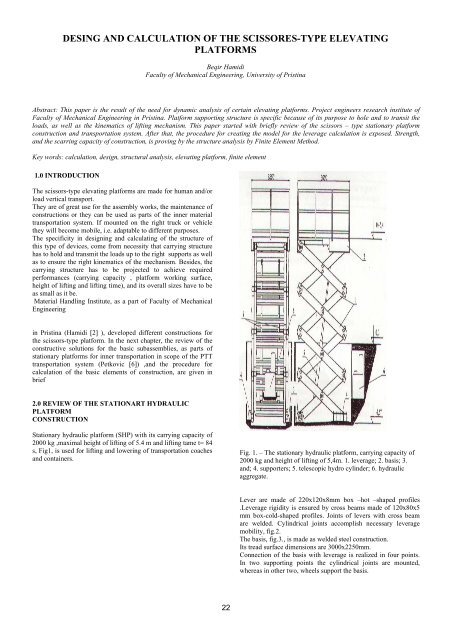 desing and calculation of the scissores-type elevating platforms