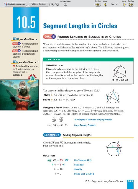 10-5 Segment Lengths in Circles - Nexuslearning.net