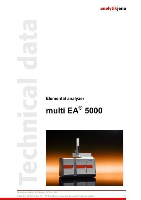 Technical Data multi EA 5000 (English) - Analytik Jena AG