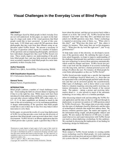 SIGCHI Conference Proceedings Format - ROC HCI