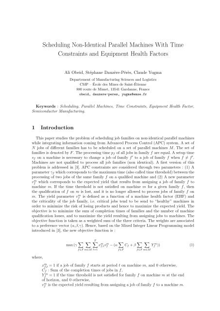 Scheduling Non-Identical Parallel Machines With Time Constraints ...