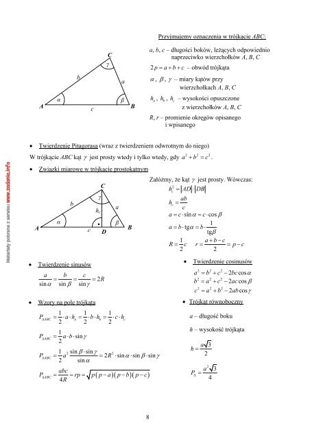 To, że dwa trójkąty AB