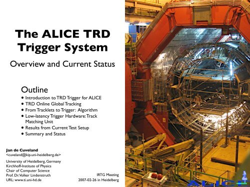 The ALICE TRD Trigger System - IRTG Heidelberg