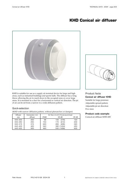 KHD Conical air diffuser