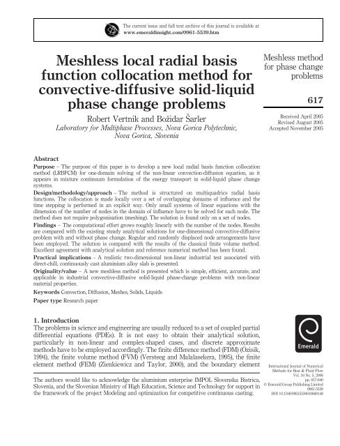 Meshless local radial basis function collocation method ... - Emerald